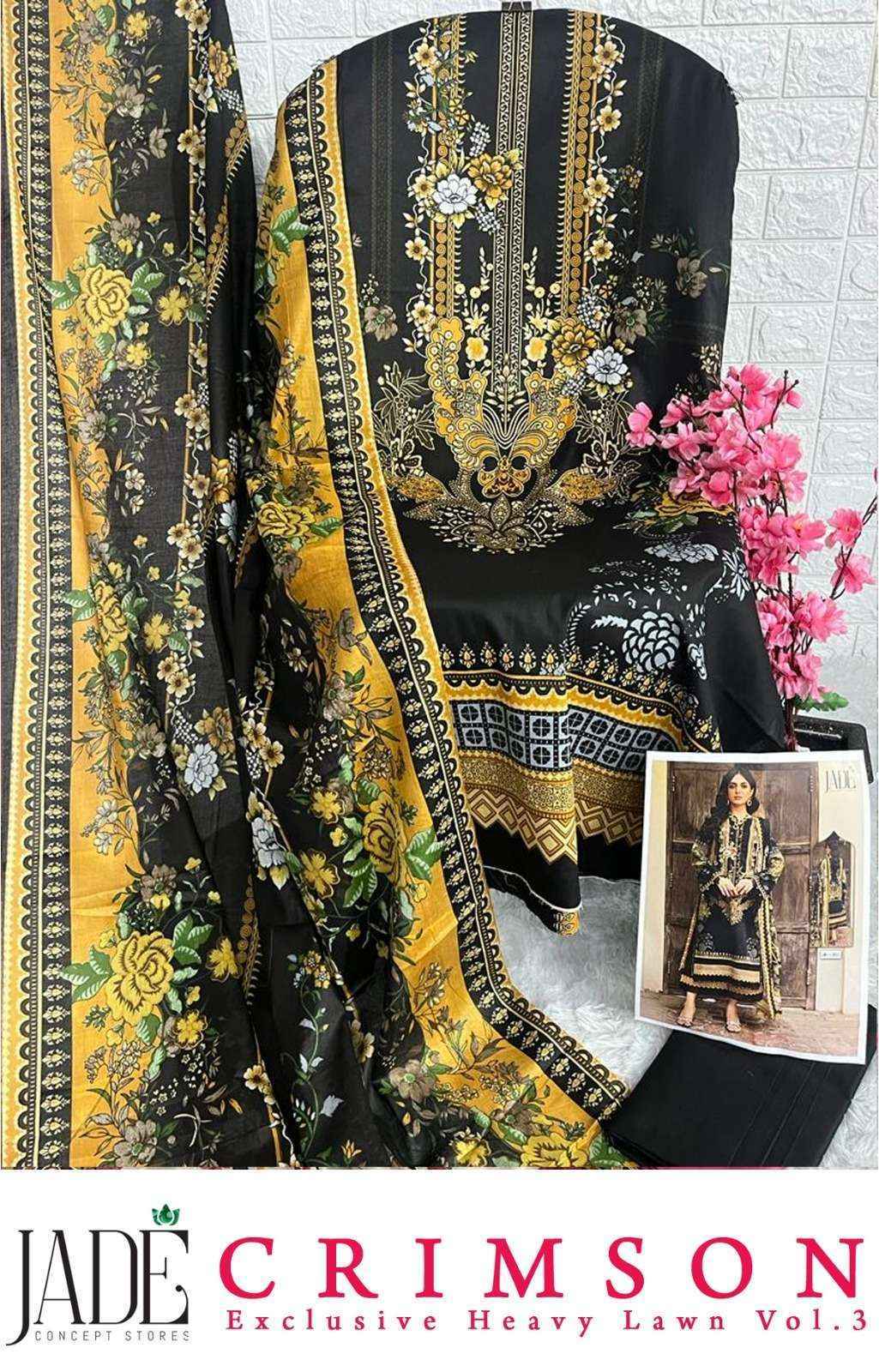 Jade Crimson Exclusive Heavy Lawn Collection Vol 3 Lawn Cotton Dress ...
