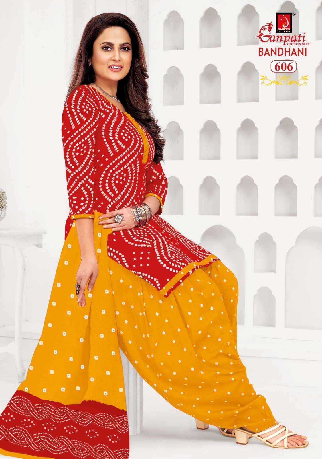 Ganpati Bandhani Vol 6 Cotton Dress Material Wholesale Ladies Suits Trader
