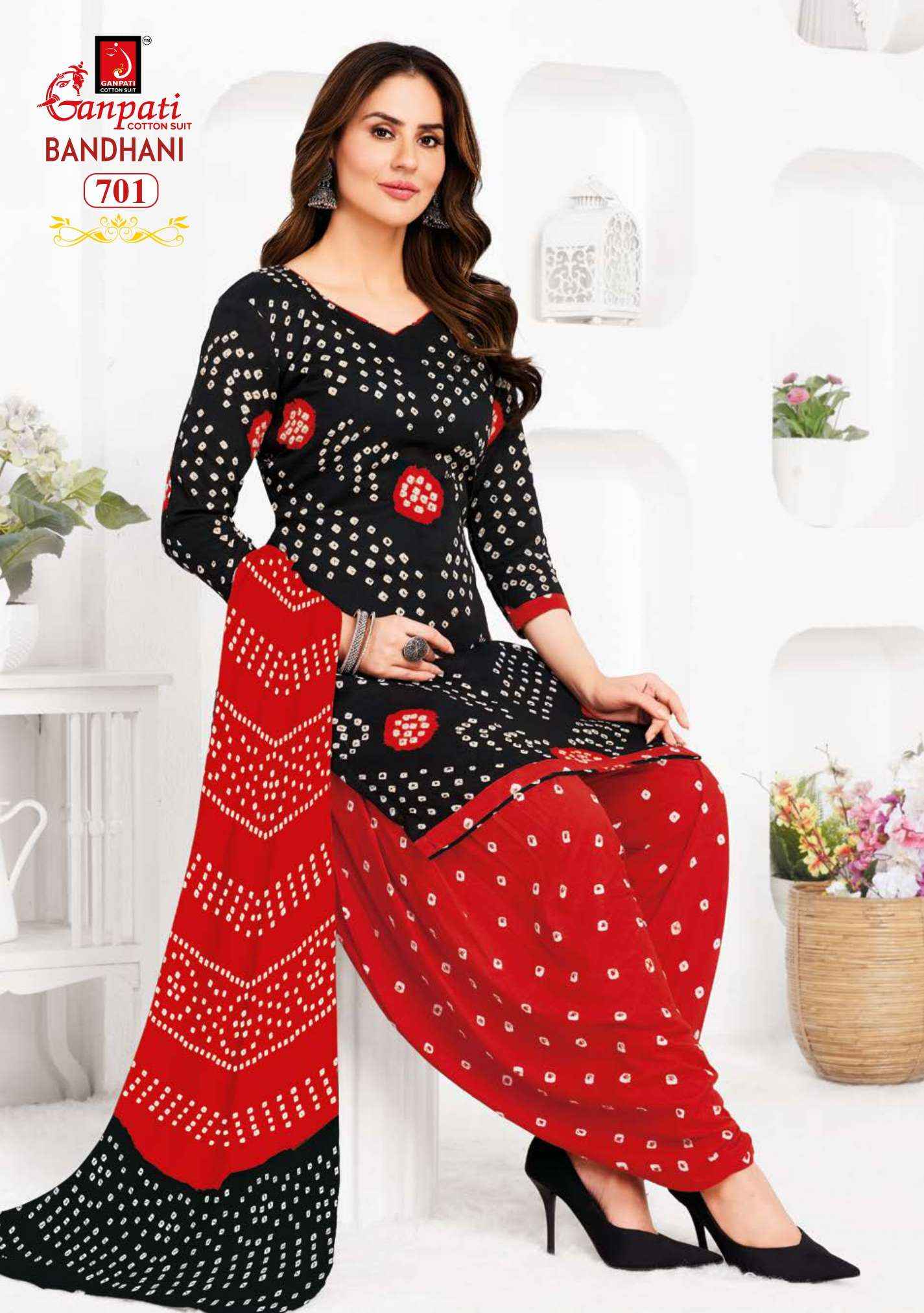 Ganpati Bandhani Vol 7 Cotton Dress Material Designer Ladies Suits Trader