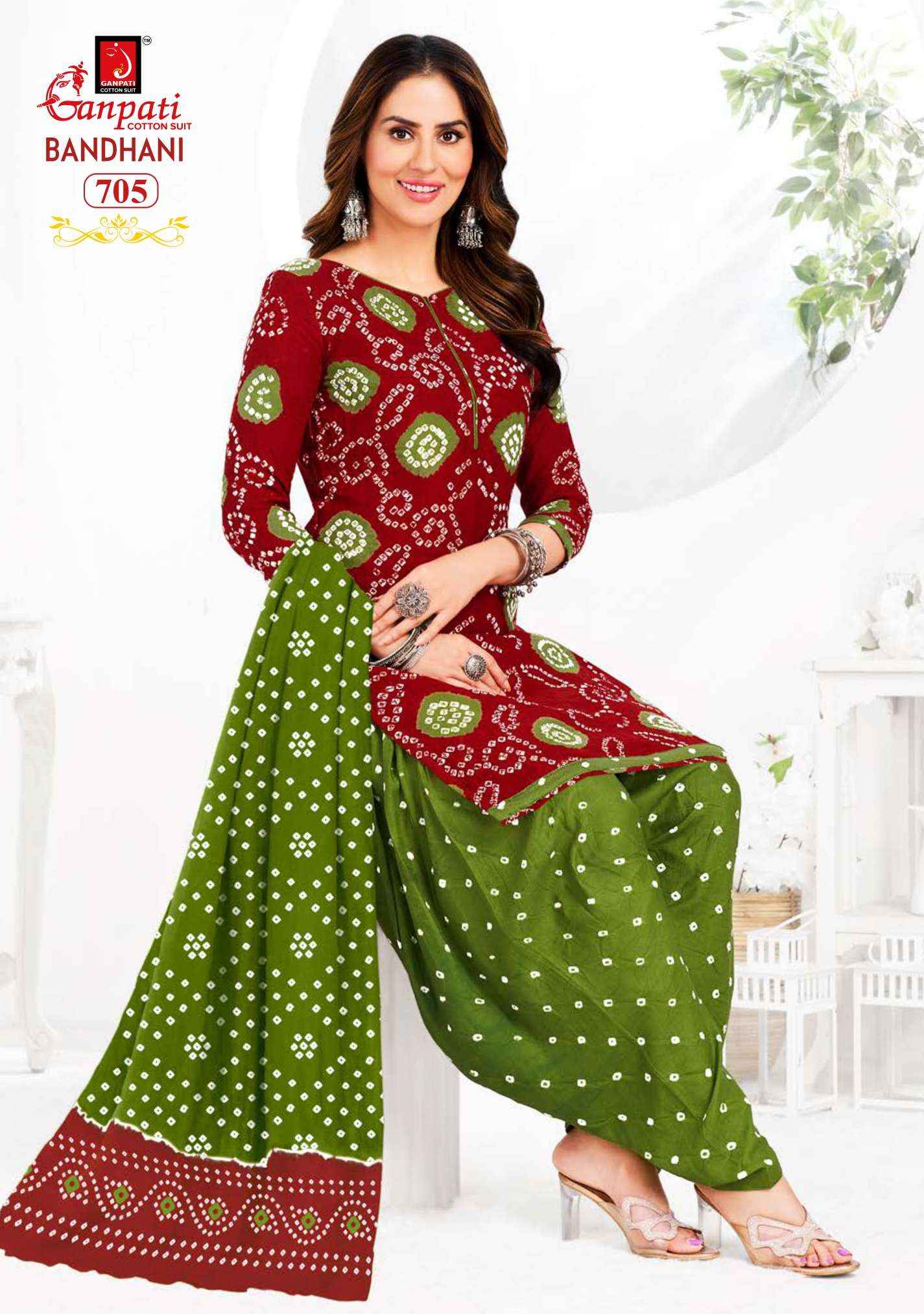 Ganpati Bandhani Vol 7 Cotton Dress Material Designer Ladies Suits Trader