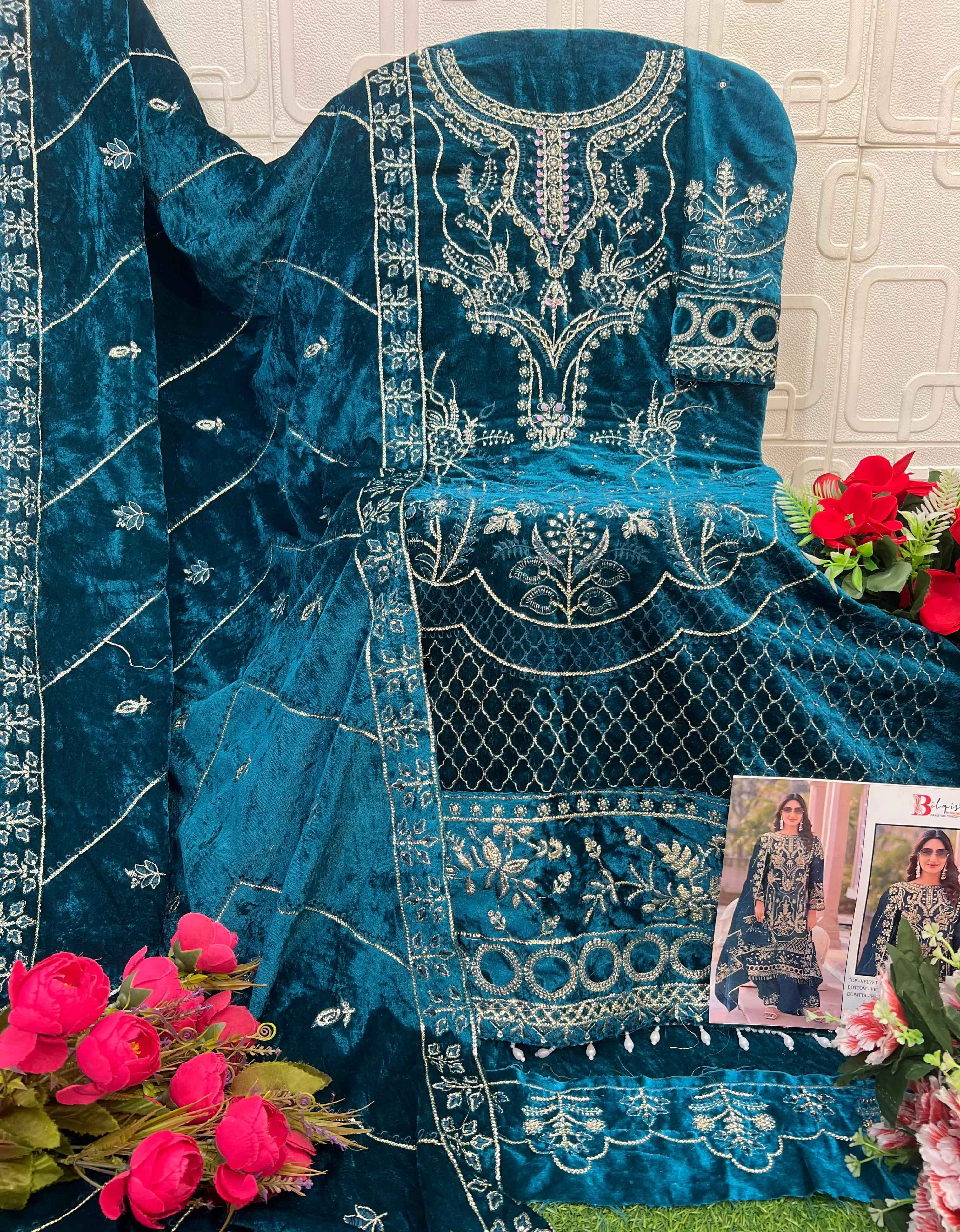 Bilqis D No 234 Velvet Dress Material Wholesale Womens Clothing Store ...