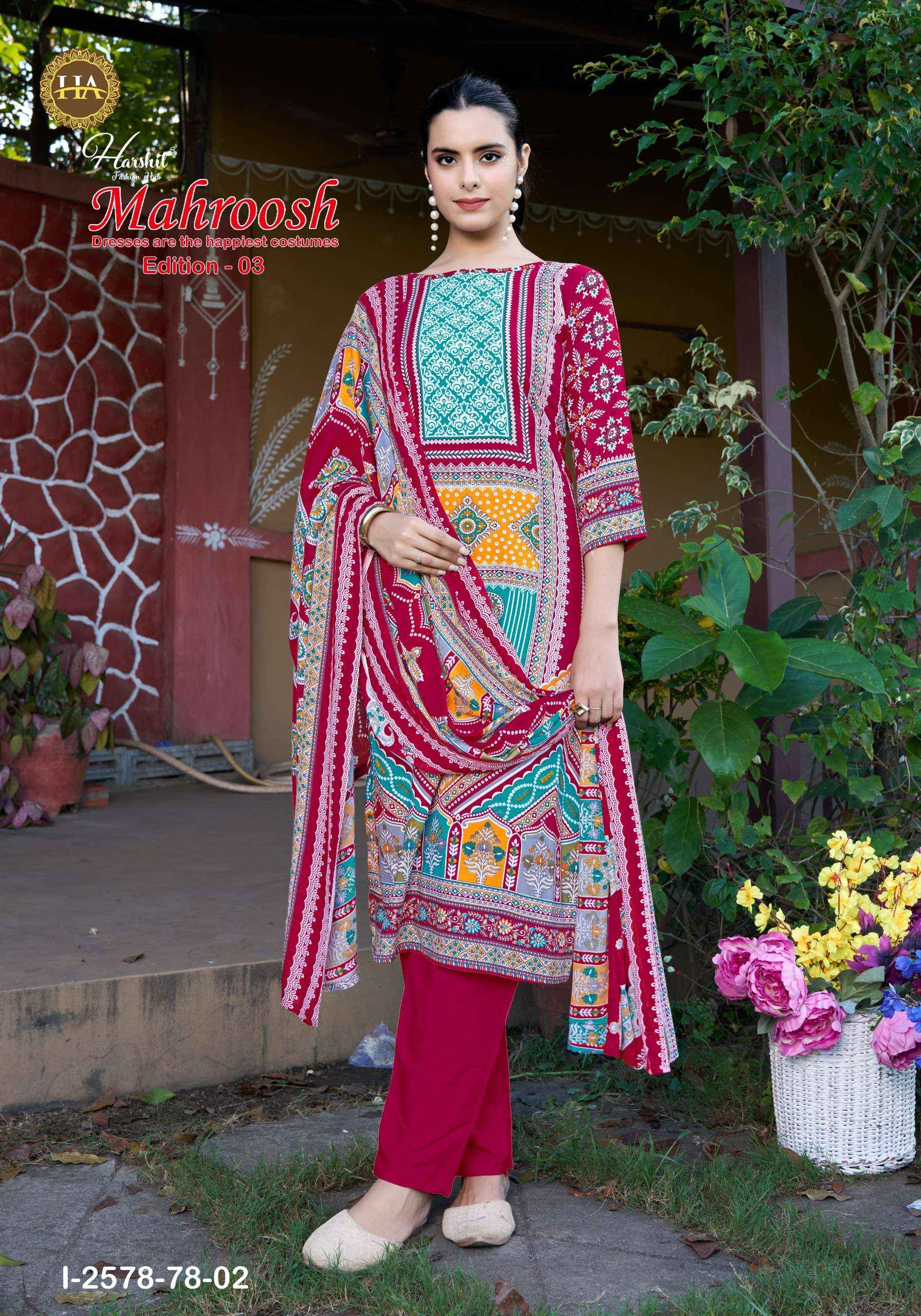 Harshit Fashion Mehroosh Edition-03 Viscouse Reyon Dress Material ...