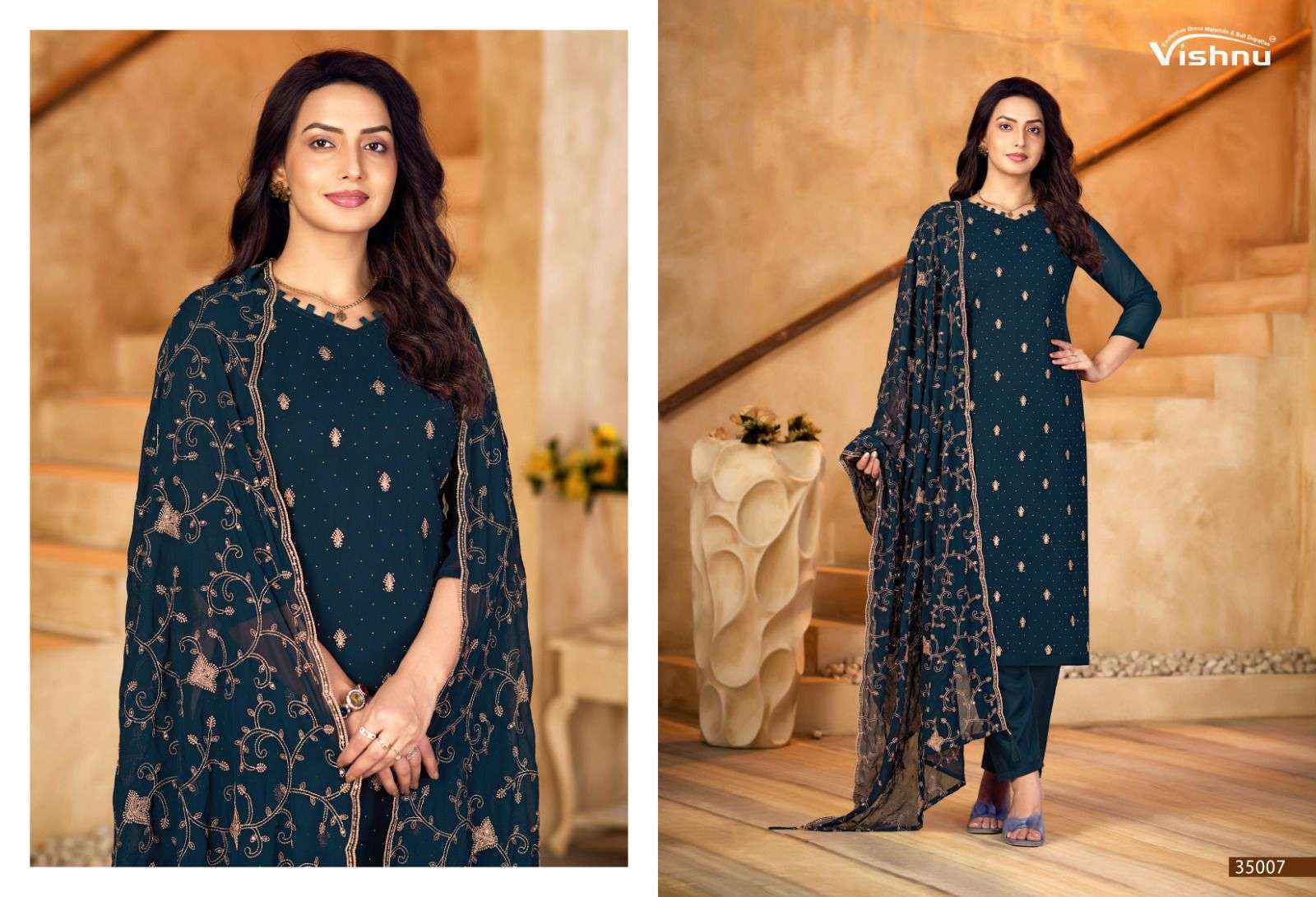 Vishnu Shabnam Fox Geoergette Dress Material Wholesale Online Mumbai Surat